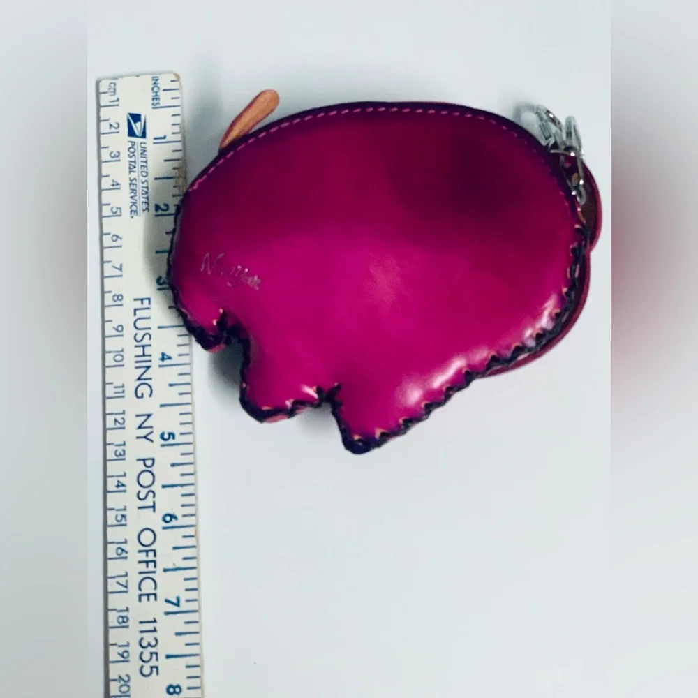 Handmade | Bags | Handmade Rose Pink Leather Piggy Coin Purse Cute ...